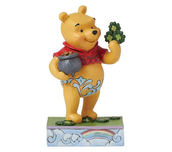 JIM SHORE Disney Traditions Pooh With Clovers & Pot Figurine - One-color