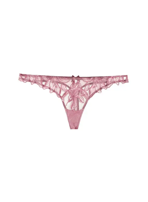 FLEUR DU MAL Amarena Lily Embroidery Hipster Thong