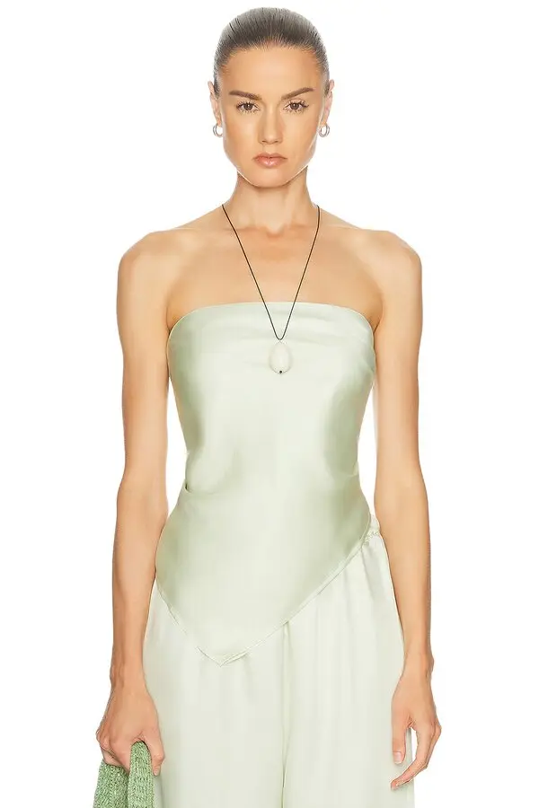 Enza Costa Fluid Twill Scarf Top In Cream - Beach Glass