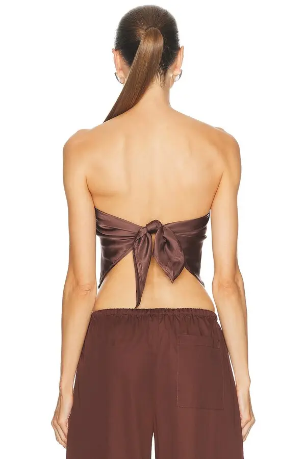 Enza Costa Fluid Twill Scarf Top In Cream - Chocolate