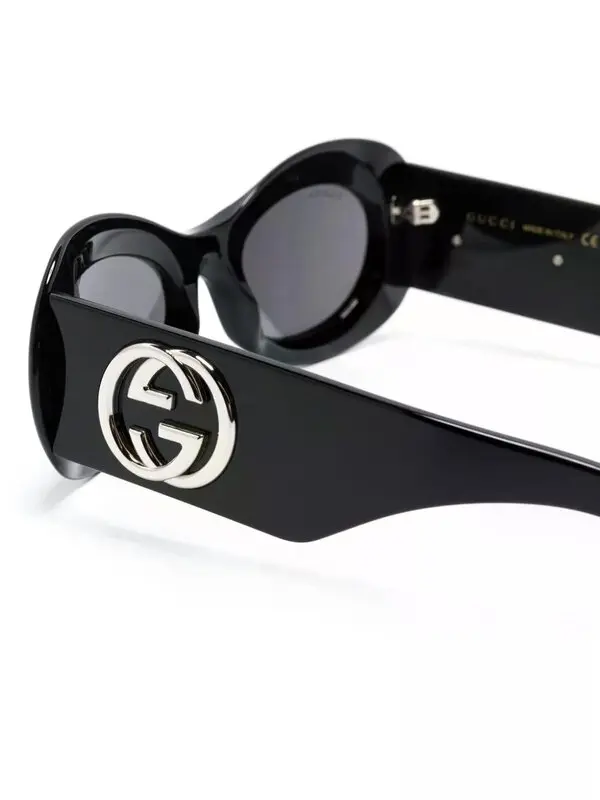 Gucci Interlocking G Oval Sunglasses - Black