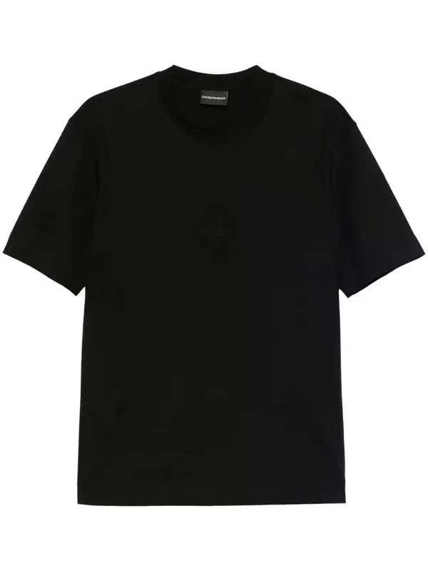 Emporio Armani Embossed Eagle-logo Jersey T-shirt - Black