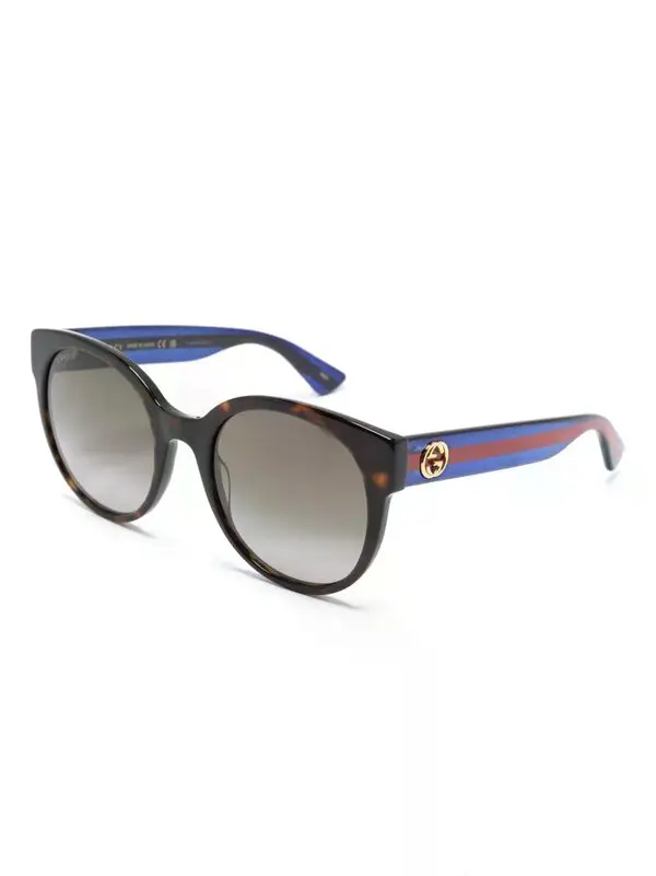 Gucci Interlocking G Logo Plaque Round Frame Sunglasses