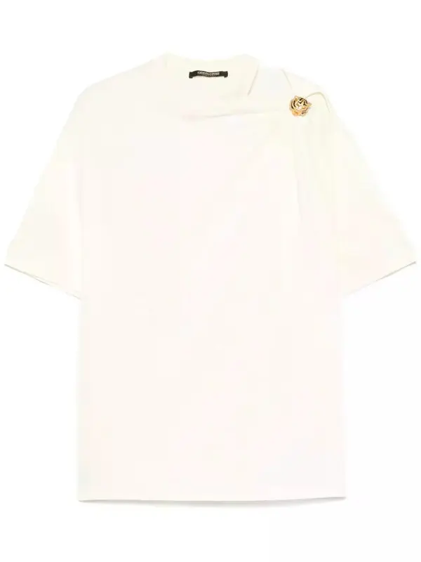 Roberto Cavalli Tiger-brooch T-shirt - Neutrals