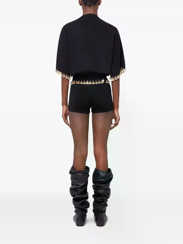 Rabanne Knitted Cropped T-shirt - Black