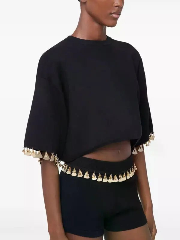Rabanne Knitted Cropped T-shirt - Black