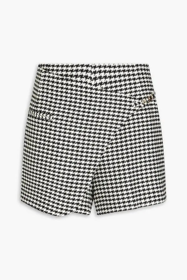 Sandro Wrap-effect Houndstooth Tweed Shorts