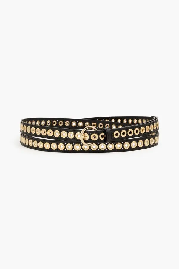 Sandro Black and Gold Eyelet Belt Buy Black Belt With Round Buckle And Eyelets for Woman  main image 2
