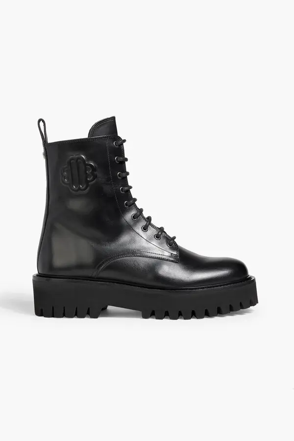 Maje Embossed Leather Combat Boots