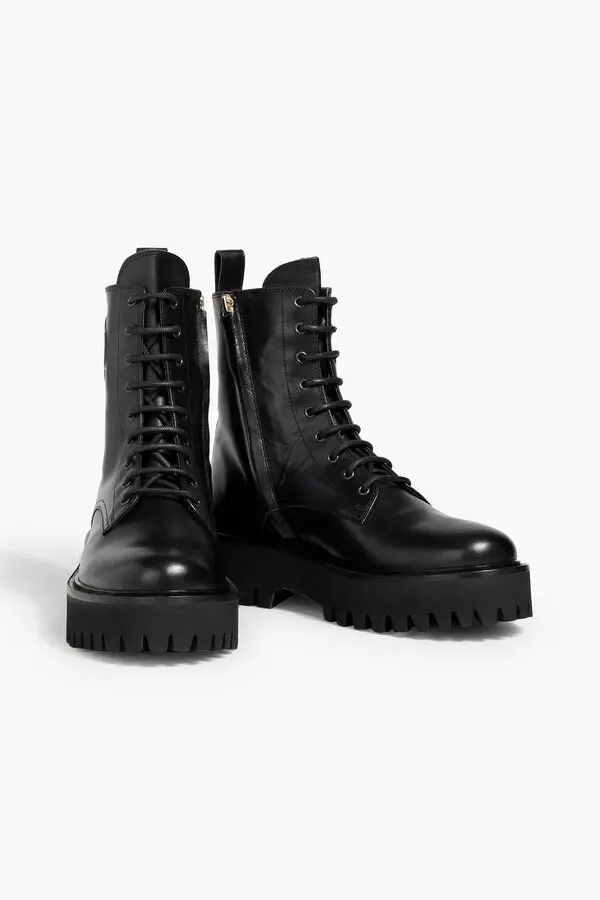 Maje Embossed Leather Combat Boots