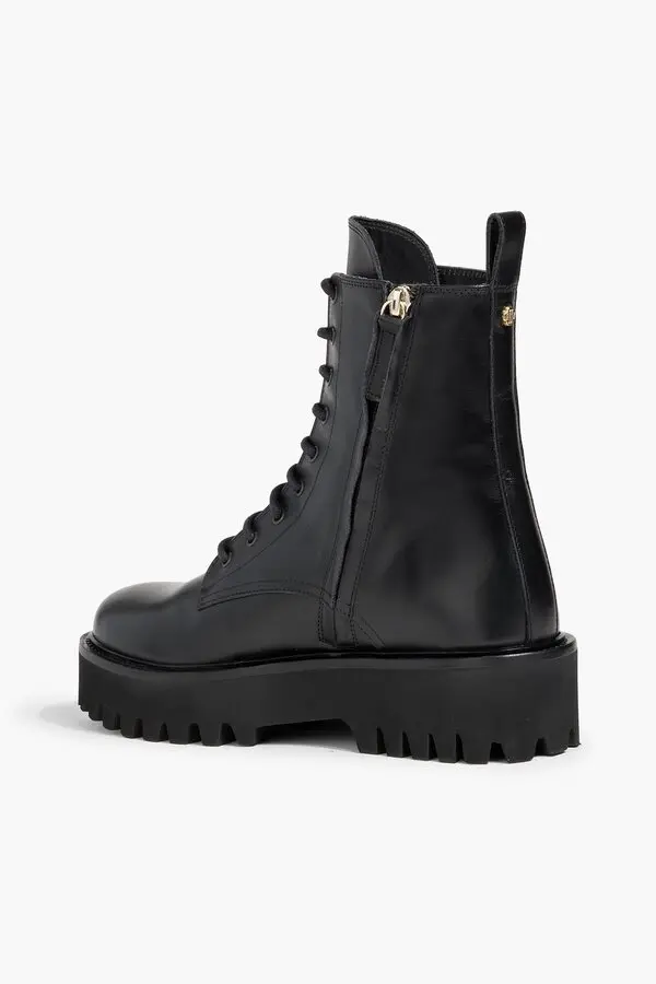 Maje Embossed Leather Combat Boots