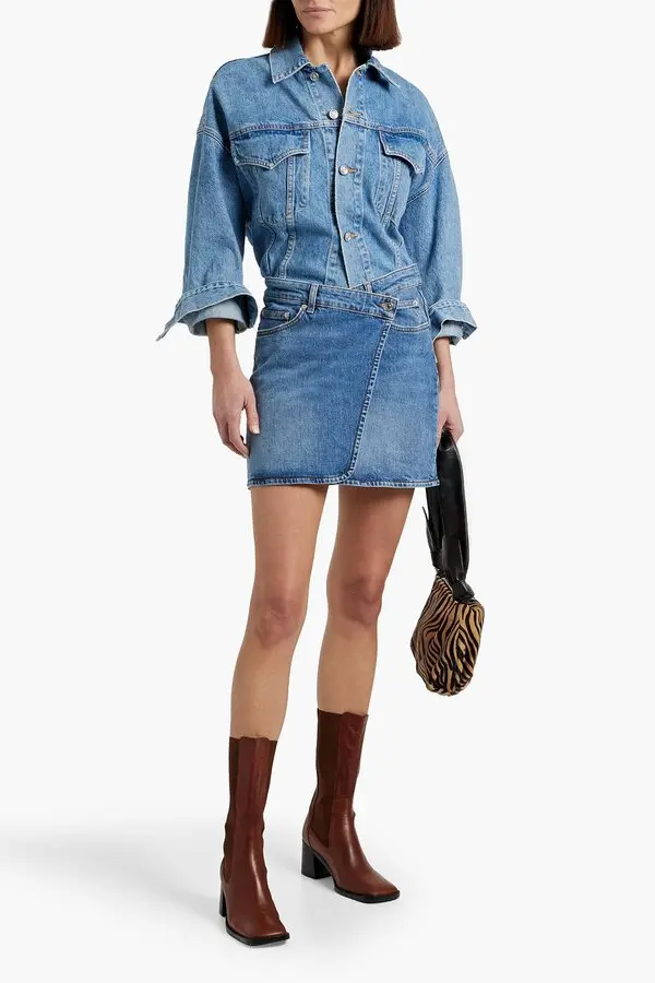 Maje Denim Mini Wrap Skirt