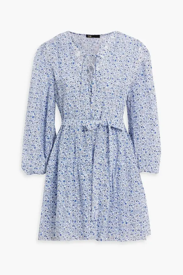 Maje Floral-print Woven Mini Dress - Light Blue