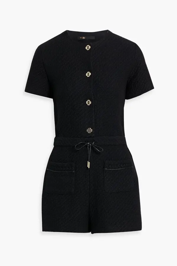 Maje Tweed Playsuit - Black