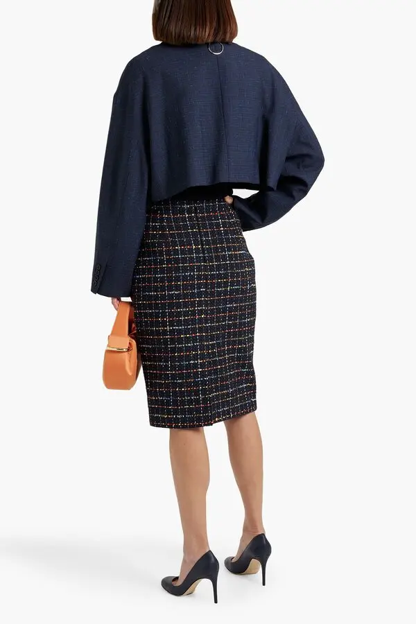 Veronica Beard Nervi Checked Tweed Pencil Skirt