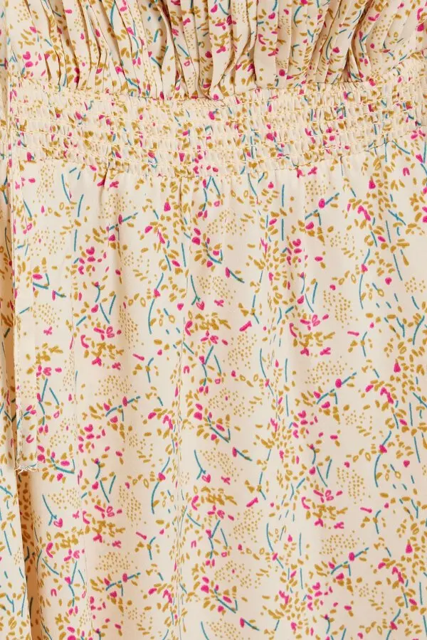 Maje Pintucked Floral-print Crepe Midi Dress