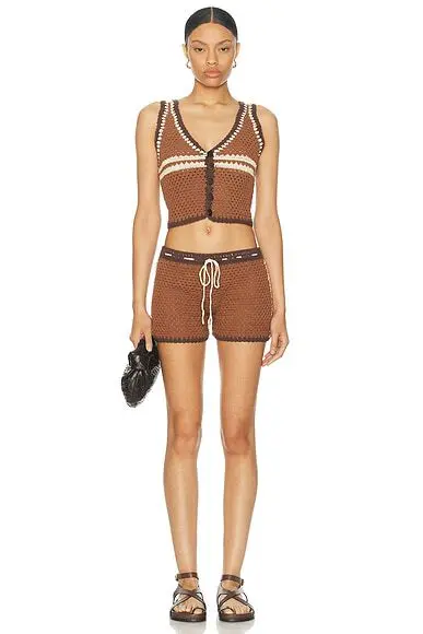 Akoia Swim Vest & Short Set - Brown