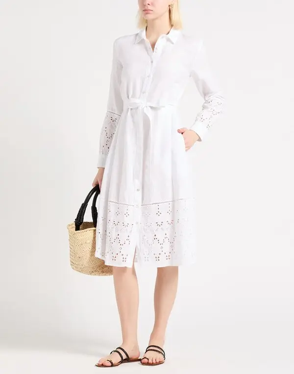 120 lino shirt dress Chemisier Shirt Dress with Belt NAVY FADE / XL/48