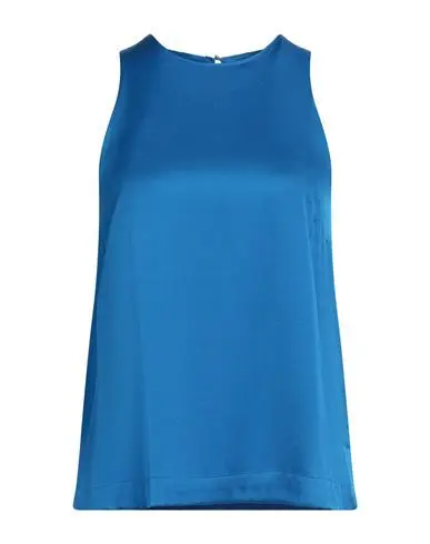 OTTOD'AME Sleeveless Boat Neck Top In Satin - Blue