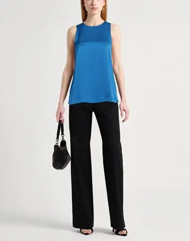 OTTOD'AME Sleeveless Boat Neck Top In Satin - Blue
