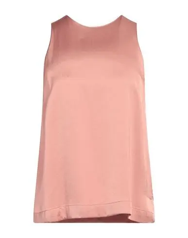 OTTOD'AME Sleeveless Boat Neck Top In Satin - Pink