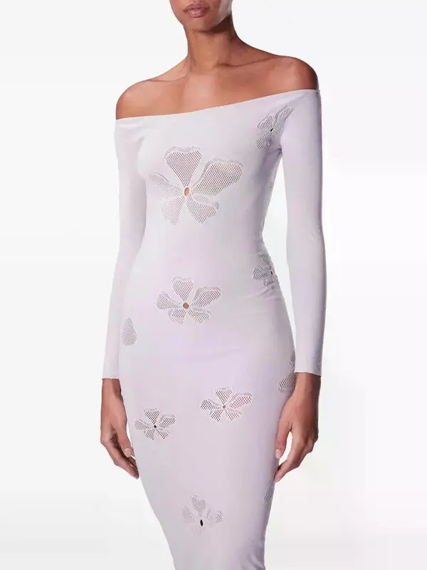 MARGHERITA MACCAPANI Monogram-pattern Midi Dress - White