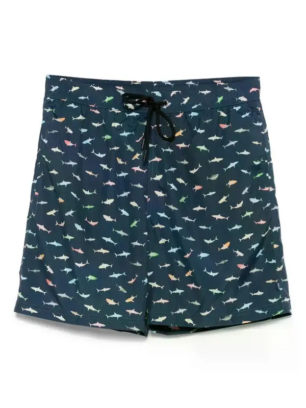 Paul & Shark Shark-motif Swim Shorts - Blue