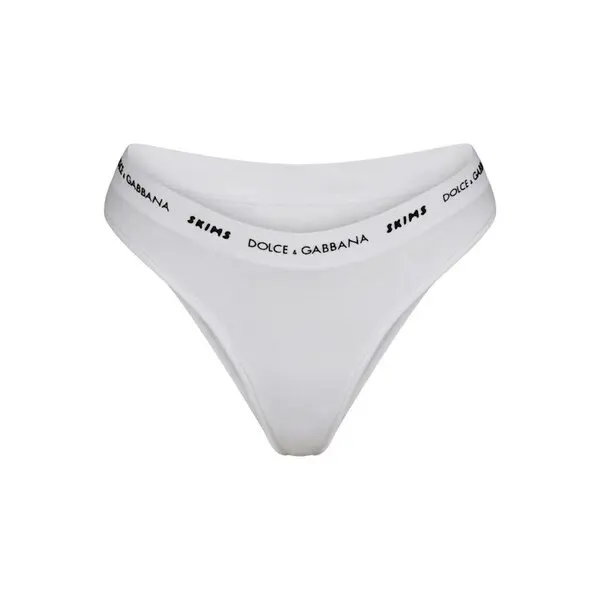 SKIMS X Dolce&gabbana Cotton Jersey Cheeky Tanga - Snow