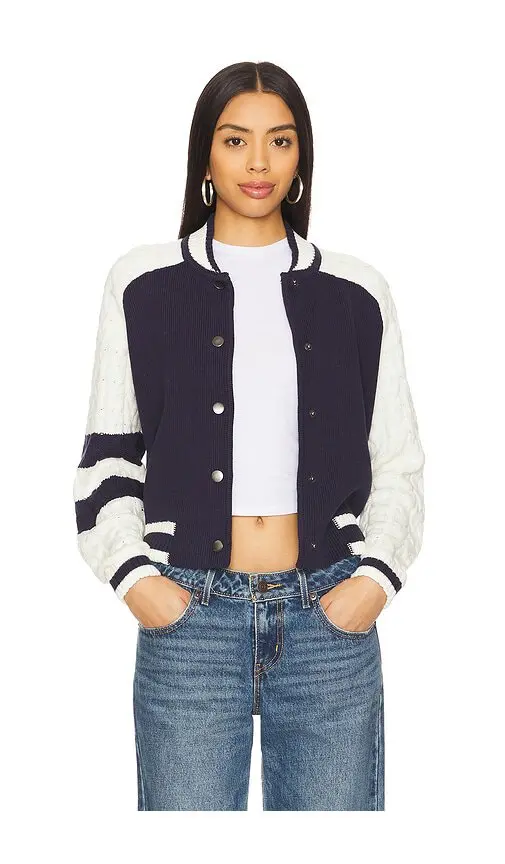 Central Park West Cable Sleeve Knit Bomber