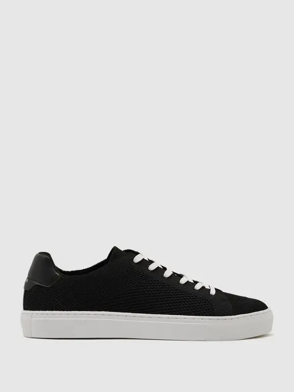 REISS Finley Knitted Low-top Trainers - Black