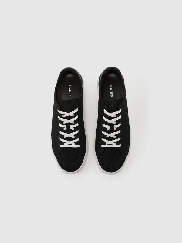 REISS Finley Knitted Low-top Trainers - Black