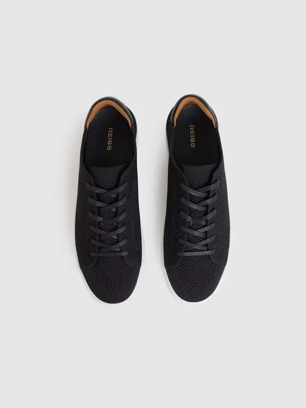 REISS Finley Knitted Low-top Trainers - Navy