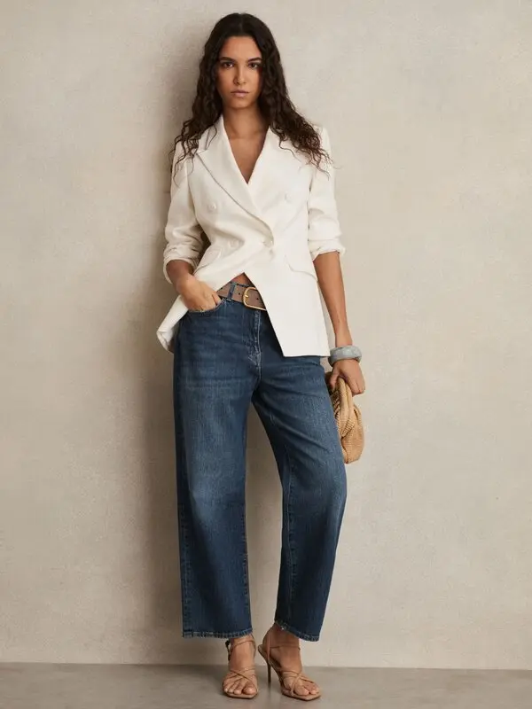 REISS Selin Petite Mid-rise Straight-leg Jeans - Mid Blue