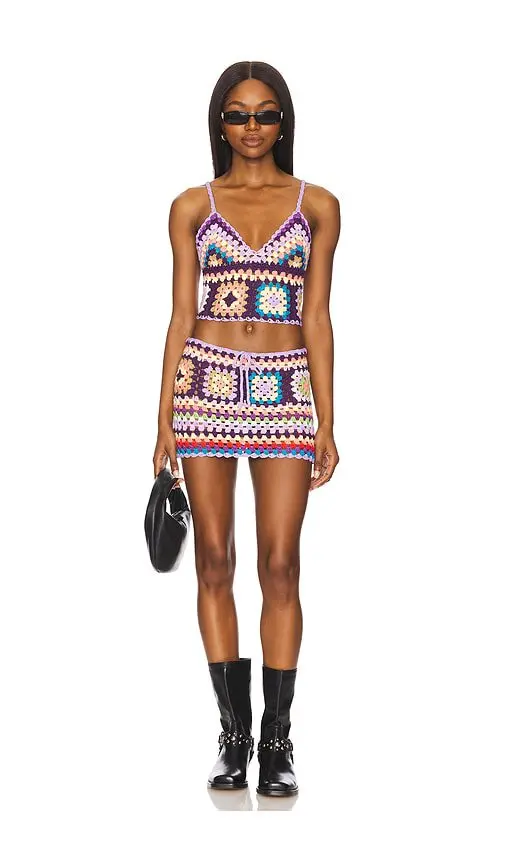 MORE TO COME Alcie Crochet Skirt Set - Multi