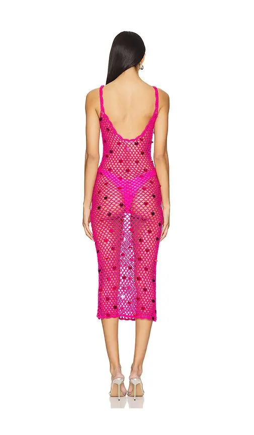 MORE TO COME Adelida Crochet Midi Dress With Sequin Embellishments