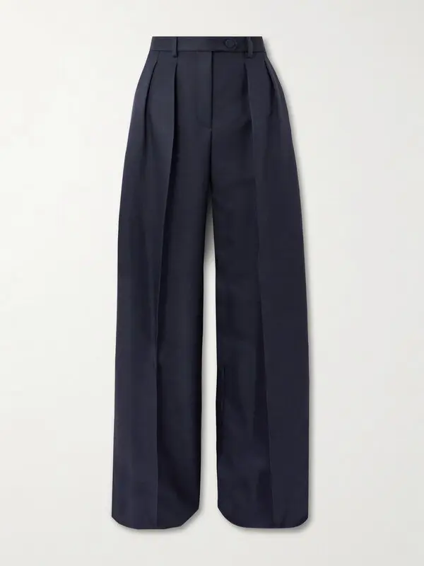 Loro Piana Devin Pleated Wide-leg Pants - Blue