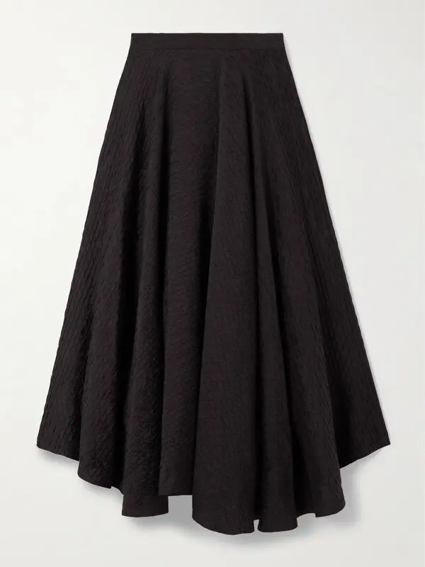 Loro Piana Elise Quilted Silk-cloqué Midi Skirt - Brown