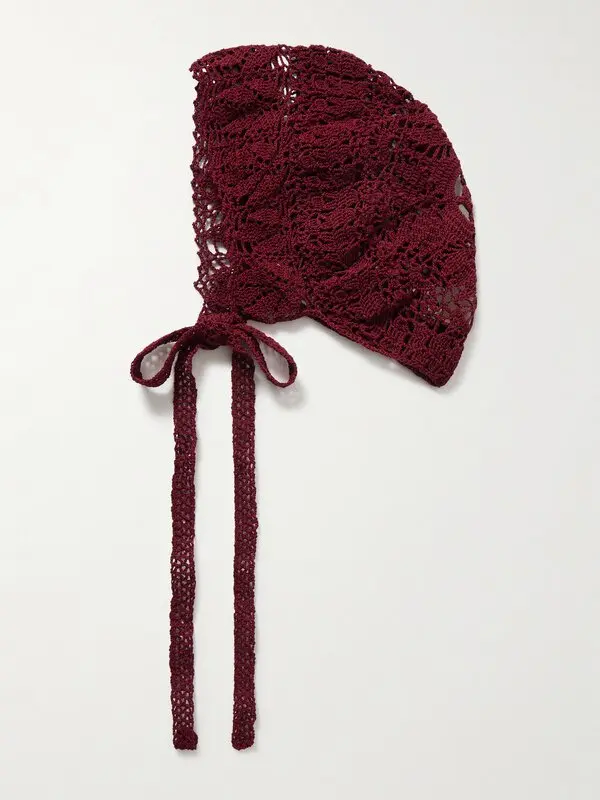 Magda Butrym Crocheted Cotton Bonnet - Burgundy