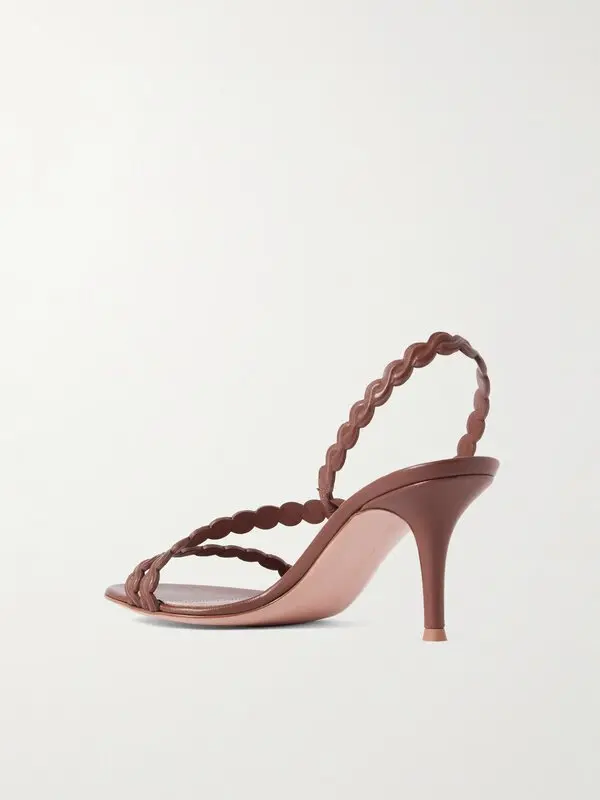 GIANVITO ROSSI 80 Leather Slingback Sandals - Brown