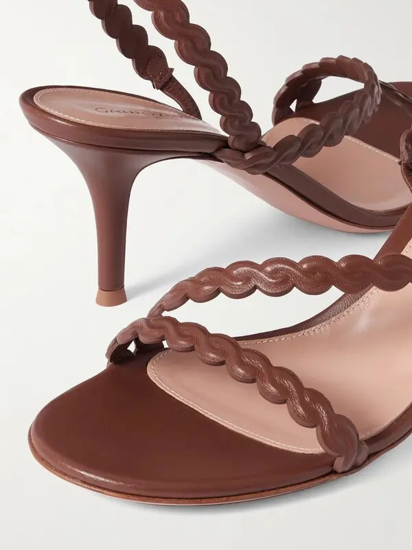 GIANVITO ROSSI 80 Leather Slingback Sandals - Brown