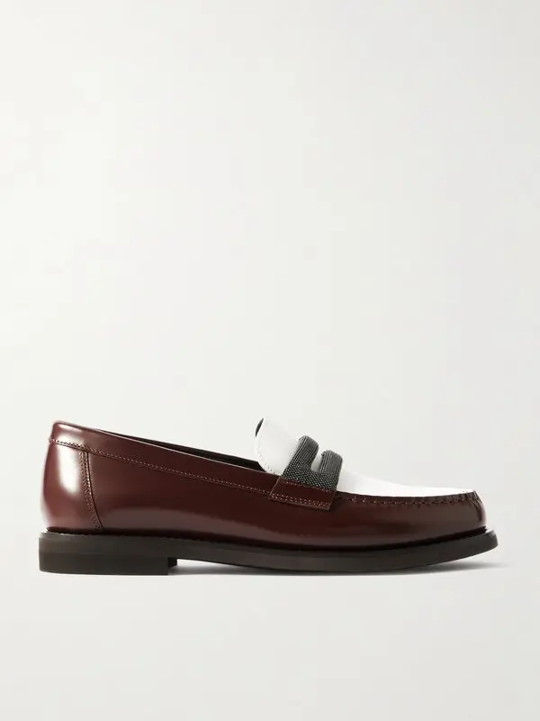 Brunello Cucinelli Bead-embellished Loafers - Brown