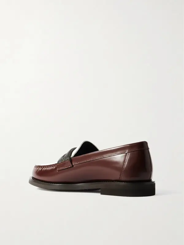 Brunello Cucinelli Bead-embellished Loafers - Brown