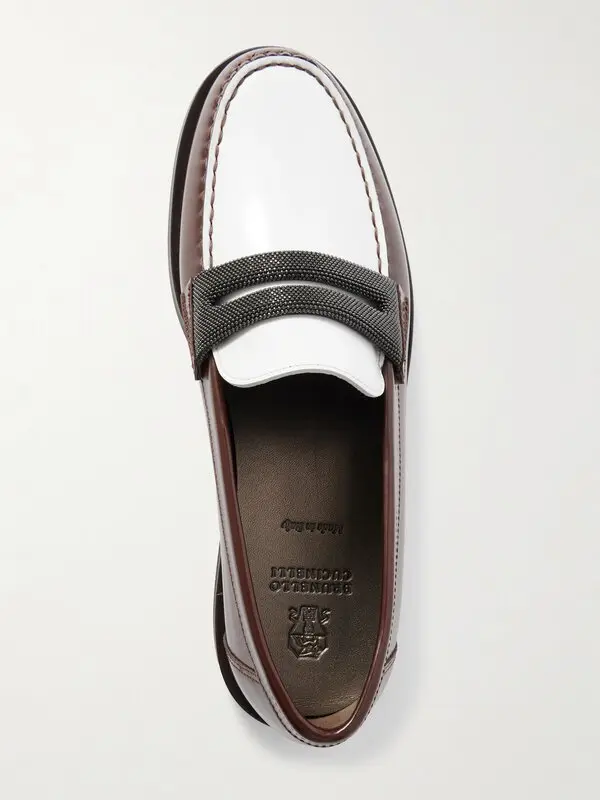 Brunello Cucinelli Bead-embellished Loafers - Brown