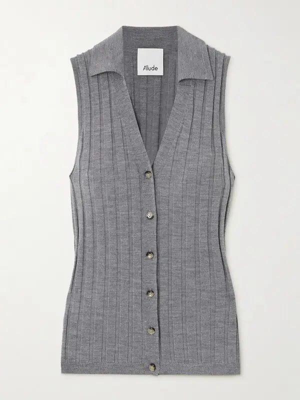 ALLUDE Ribbed Wool Vest
