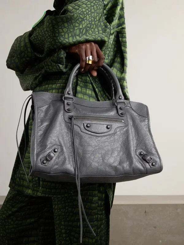 Balenciaga Le City Medium Textured-leather Tote - Gray