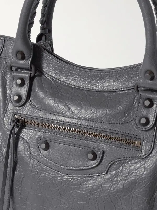 Balenciaga Le City Medium Textured-leather Tote - Gray