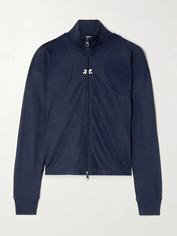 COURREGES Interlock Appliquéd Jersey Track Jacket - Blue