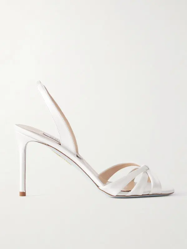 AQUAZZURA Tati 85 Satin Slingback Sandals - White