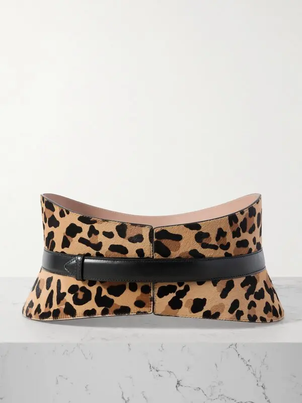 Alaïa Leather-trimmed Leopard-print Calf Hair Waist Belt - Animal Print