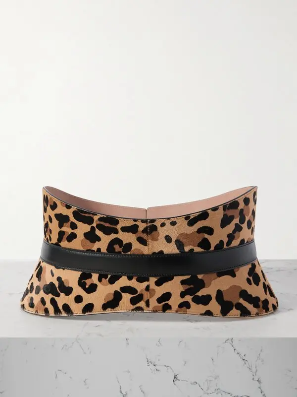 Alaïa Leather-trimmed Leopard-print Calf Hair Waist Belt